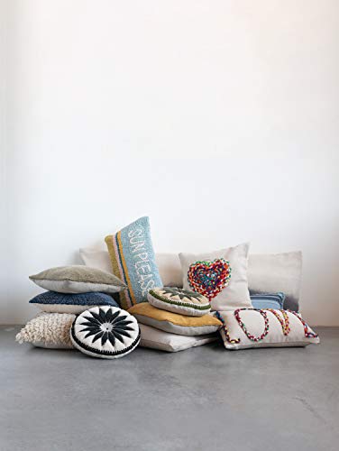 Creative Co-Op Love Chindi Appliqued Rectangle Cotton Tassel Corners Lumbar Pillow, Multicolor