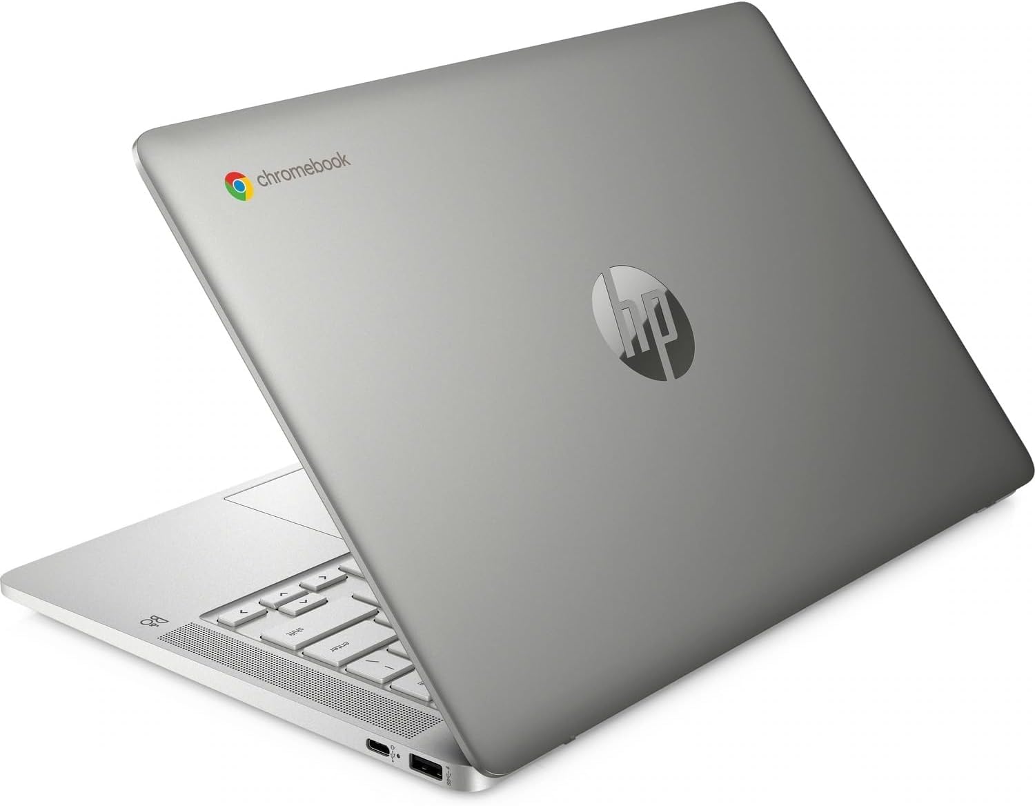 HP Chromebook 14a-na0010ca, 14-inch HD Laptop Intel Celeron N4000 4GB RAM 64GB eMMC USB-C, Wi-Fi & Bluetooth Built-in HD Camera Notebook, Small Computer PC, Google Chrome OS, Mineral Silver (Renewed)