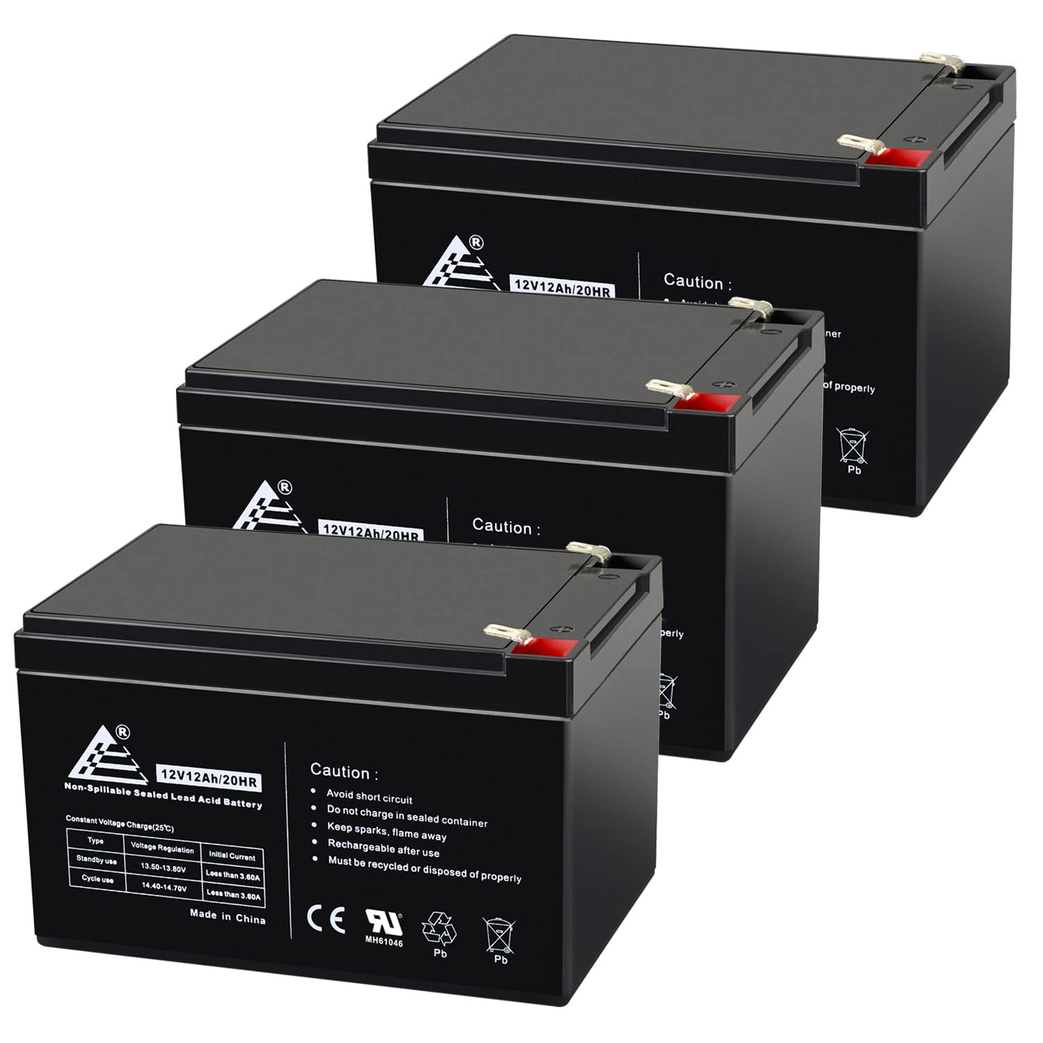 ExpertPower 3 Pack 12 Volt 12 Ah Rechargeable Battery || EXP12120 Size 3 Pack - 12V 12 AH