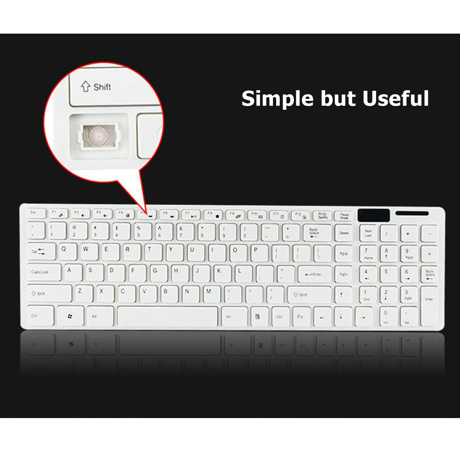 2.4GHz Keyboard Mouse Combo, 78 Keys Ultra Thin Computer Keyboards, Rechargeable Gaming Keyboard for Desktop, PC and Laptop, USB Receiver, Compact Full Size, White