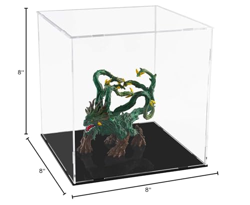 A+ DESIGN Clear Acrylic Display Case Assemble Collectibles Box Alternative Glass Case for Display Action Figures Home Storage & Organizing Toys (8x8x8 inch; 20.5x20.5x20.5 cm)