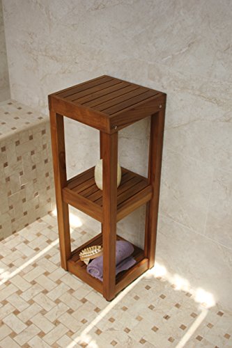 AquaTeak The Original Sula Square Three Tier Teak Bath Stand
