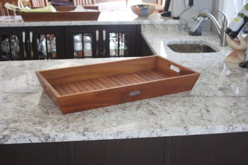 AquaTeak The Original Large Solid Teak Amenities Serving Tray
