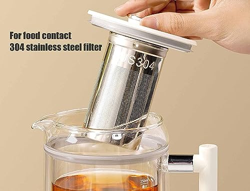 350Ml High Borosilicate Glass Health Pot Electric Kettle Flower Teapot Temperature Control Kettle Hot Tea Machines Appointment and Dry Boil Protection Household Multifunctional A,350Ml