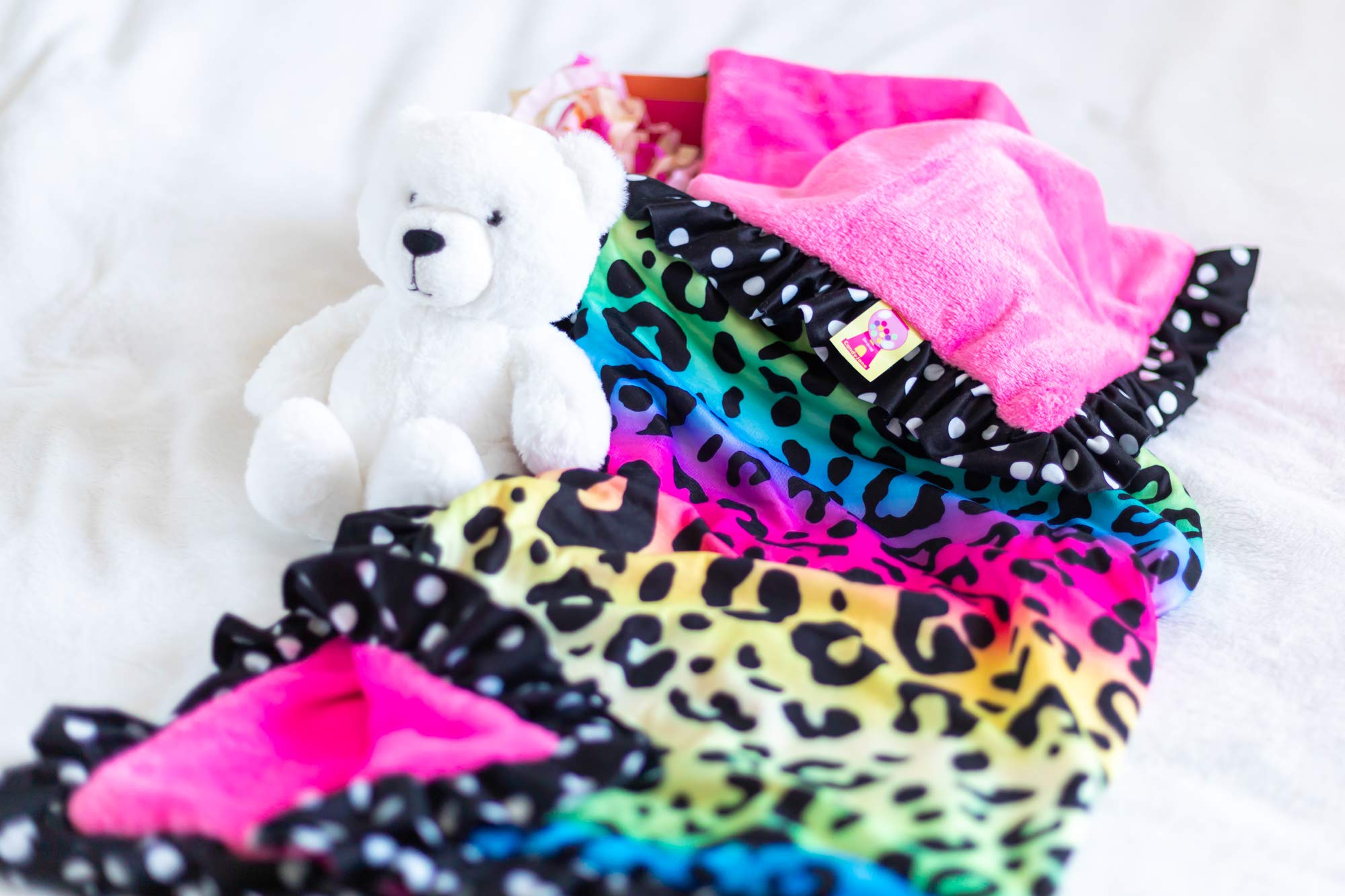 CandyJane Baby Blanket for Girls, Infant, Toddler, Rainbow Leopard Print, Super Soft Minky Fabric, 30 X 40 Inch (CJLBB1984)