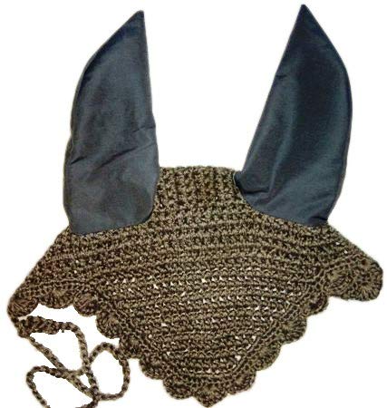 Avani Creations Ad Horse Ear Net Crochet Fly Veil Equestrian Fly Bonnet/Veil/mask Standard Size