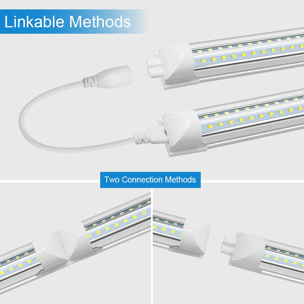 SHOPLED 4FT LED Shop Light, 40W 5500LM 5000K Daylight White, Linkable T8 LED Tube Lights 4FT, V-Shape, 4 Foot LED Shop Lights for Garage, 4 Pack