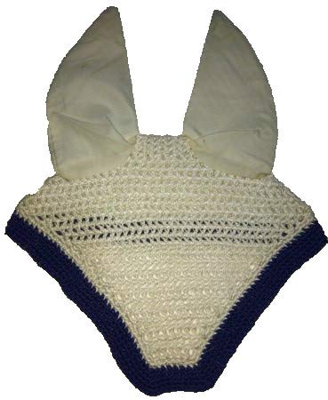Avani Creations Horse Ear Net Crochet Fly Veil Equestrian Fly Bonnet/Veil/mask Standard Size