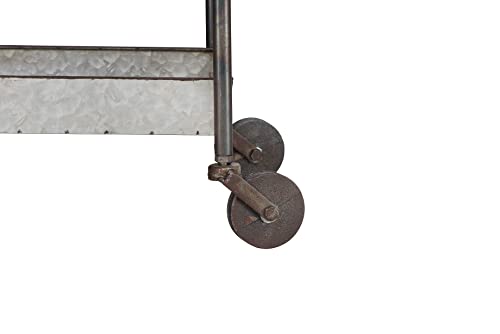 Creative Co-Op Metal 4 Tier Cart on Casters with 2 Open Shelves & 6 Bins,Grey