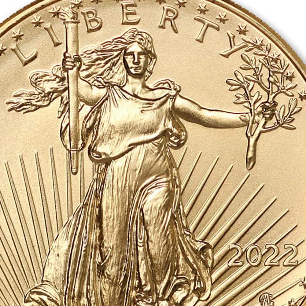 2022 1/10 oz American Gold Eagle Coin Brilliant Uncirculated with Original United States Mint Box and Certificate of Authenticity $5 BU