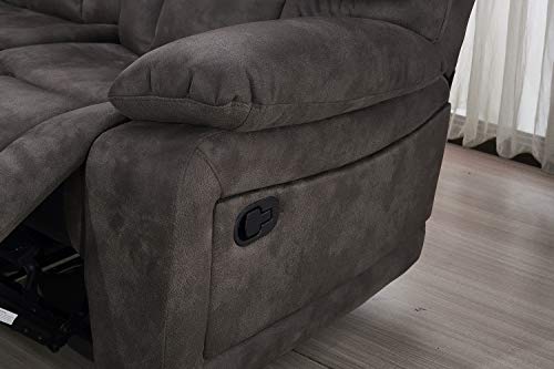 Betsy Furniture Large Microfiber Reclining Sectional Living Room Sofa in Grey 8019 [Left or Right]