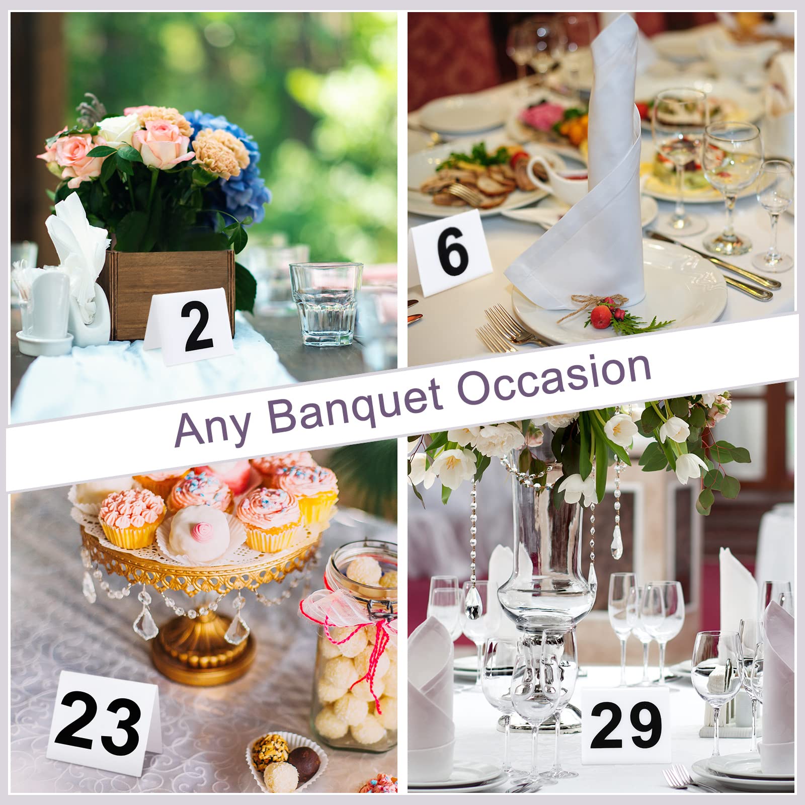 40 Pieces Acrylic Tent Table Numbers 1-40 Double Side Numbered Table Tents Restaurant Wedding Table Number White Table Tent Numbers Cards Signs for Party Banquets Service Evidence Markers Supplies