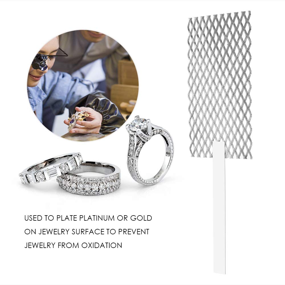 Platinized Anode, Rhodium Jewelry Plating Plater Tool Mesh with Handle, Mesh Platinized Anode Rhodium Palladium Platin Anode,Silver Plating for Jewelry
