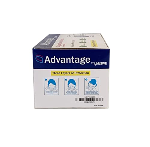 Lanswe Advantage Disposable Masks (2,000 pack) 3-Ply Disposable Face Masks with Elastic Earloops - Volume Pricing
