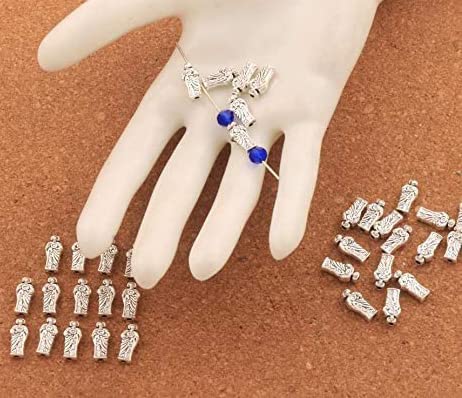 56PCS Calvas St Jude Medal Small Hole Beads Catholic Patron Saint Medal Tubes 12.6x6mm Antique Silver Spacers L1827