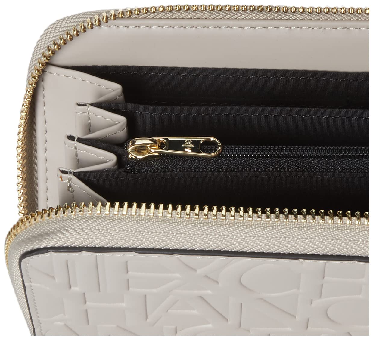 A|X ARMANI EXCHANGE womens All Over Logo Zip Wallet Wristlet Wrislet bag, Noise, One Size US