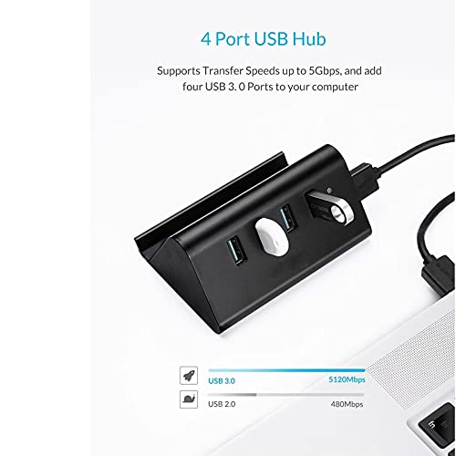 SHYPT 5Gbps High Speed Mini 4 Port USB3.0 HUB Splitter for Desktop Laptop with Stand Holder for Phone Tablet PC