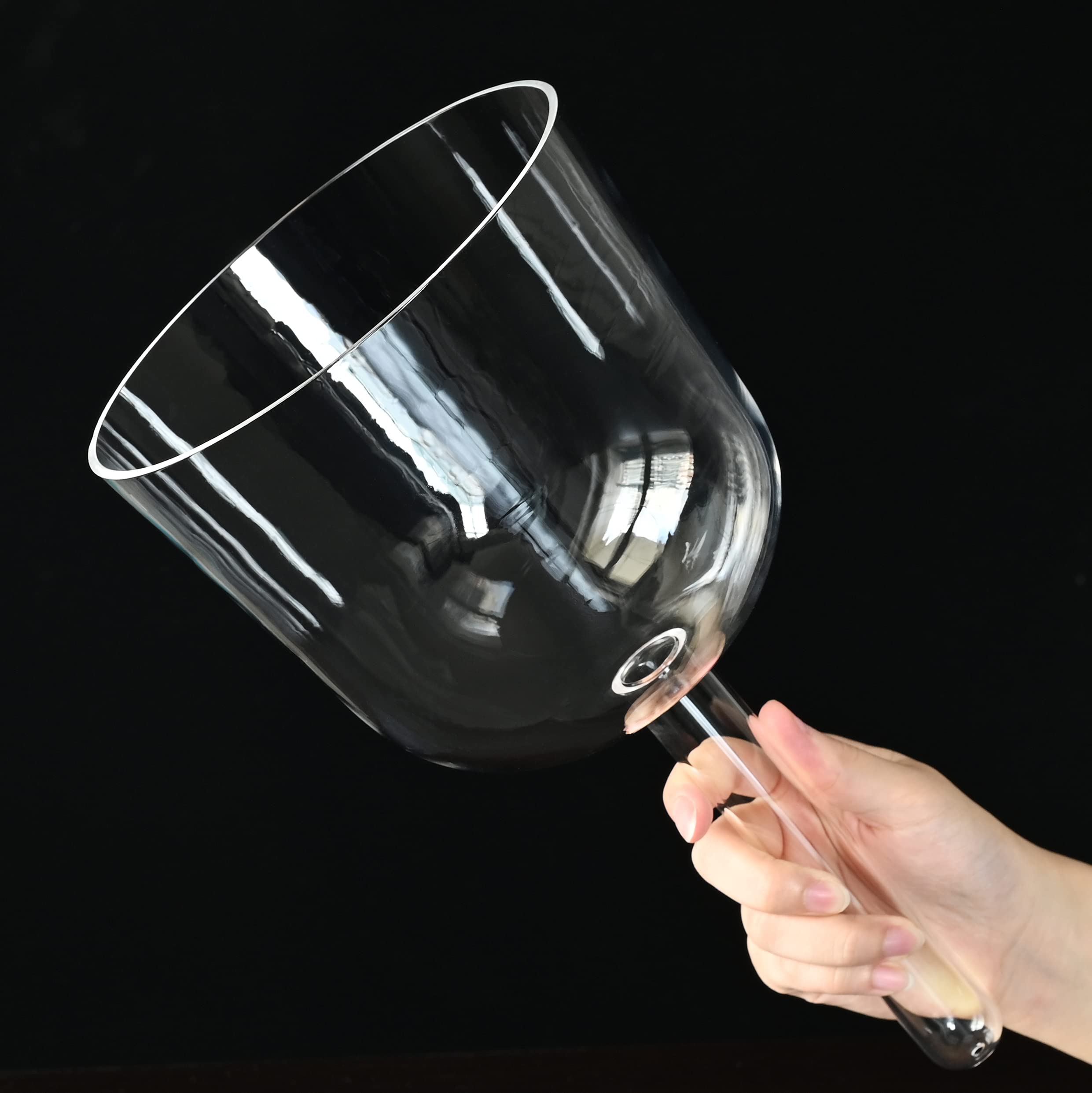 7 Inch E Note Hollow Handle Clear Quartz Crystal Singing Bowl With Handle Case