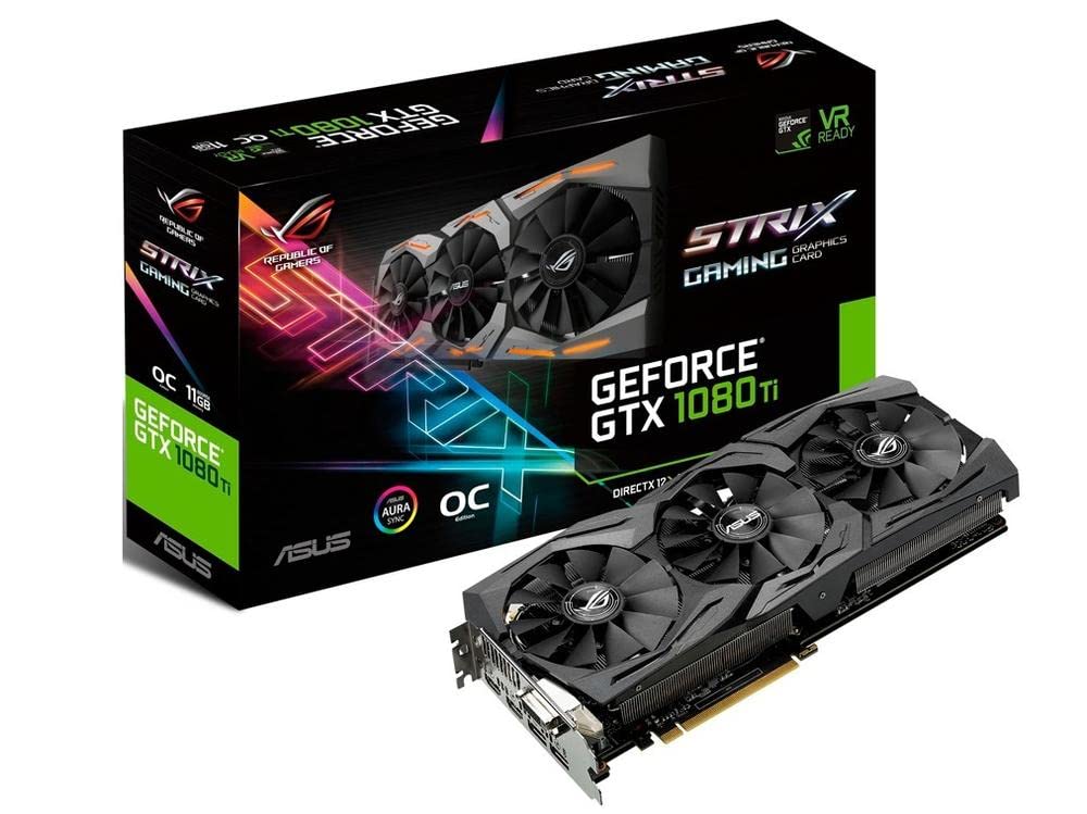 ASUS ROG-STRIX-GTX1080TI-O11G-GAMING GeForce 11GB OC Edition VR Ready 5K HD Gaming HDMI DisplayPort DVI Overclocked PC GDDR5X Graphics Card