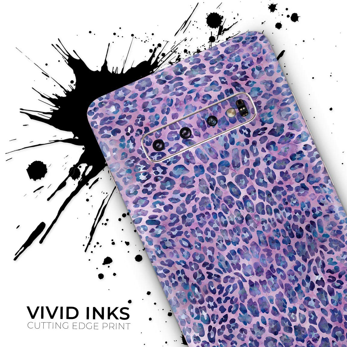 DesignSkinz Purple Watercolor Leopard Pattern Protective Vinyl Decal Wrap Skin Cover Compatible with The Samsung Galaxy S20 (Screen Trim & Back Glass Skin)
