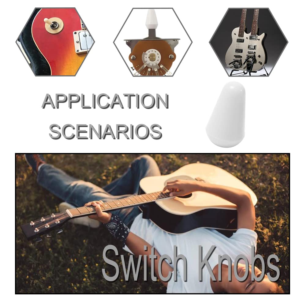 2 Pcs Guitar 5-Way Level Toggle Pickup Switch Tips White Toggle Switch Tip Caps Switch Knobs for Most Electric Guitar
