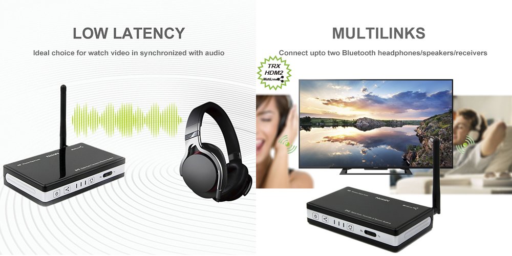 Alead TRX HDM2 Wireless Home HD MultiLinks Stereo Audio Transmitter and Receiver (A2DP), Long Range, Digital Audio Optical, SPDIF. for TV, Home Theater, iPad, Bluetooth Speakers, Headphones