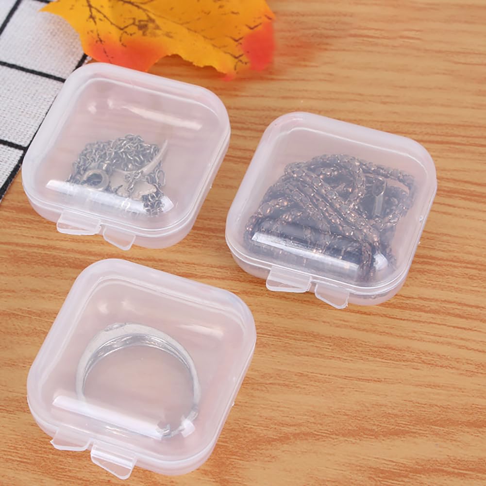 20 Pcs Mini Clear Plastic Box Ear Plug Bead Organizer Case Square Pill Case Craft Project Storage Container Small Item Earring Organizer Box
