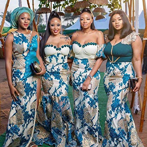 3 Yards African Lace Fabric French Beaded Sequins Lace,Net Tulle Fabric,Embroidered Fabric for Dress Guipure lace L03 (Green)