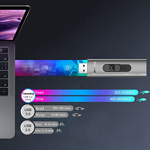 1TB USB SSD Solid State Flash Drive 550MB/s Super-Fast Transfer Speed USB 3.2 Gen1 Dual Interface USB Type-C Thumb Drive Memory Photo Stick for OTG Type-C Android phone, PC, Mac, Laptop(Silver Gray)