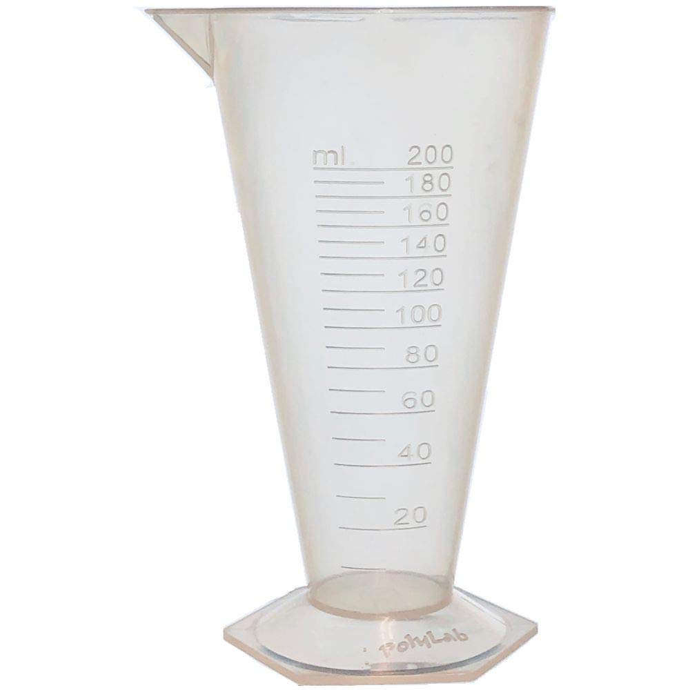 Conical Measuring Cup Set, 5 Sizes - 12, 25, 50, 125, and 200ml, Polypropylene, Hexagonal Base, Karter Scientific