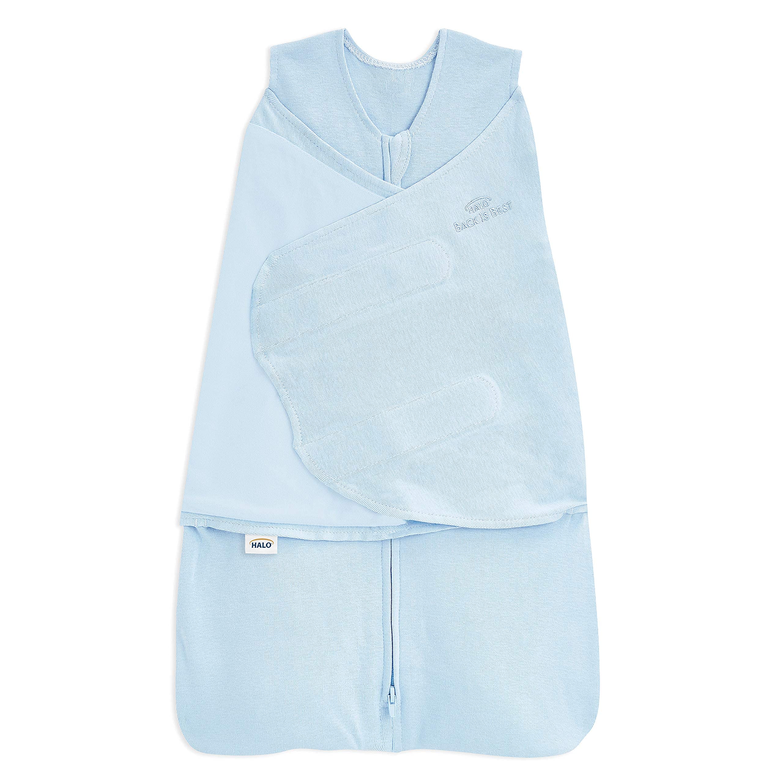 HALO Sleepsack Gift Set Bundle - 100% Cotton 3-Way Swaddle, Neutral Triangles, Newborn - Organic Cotton Swaddle & Wearable Blanket 2-Piece Gift Set Box, Chambray