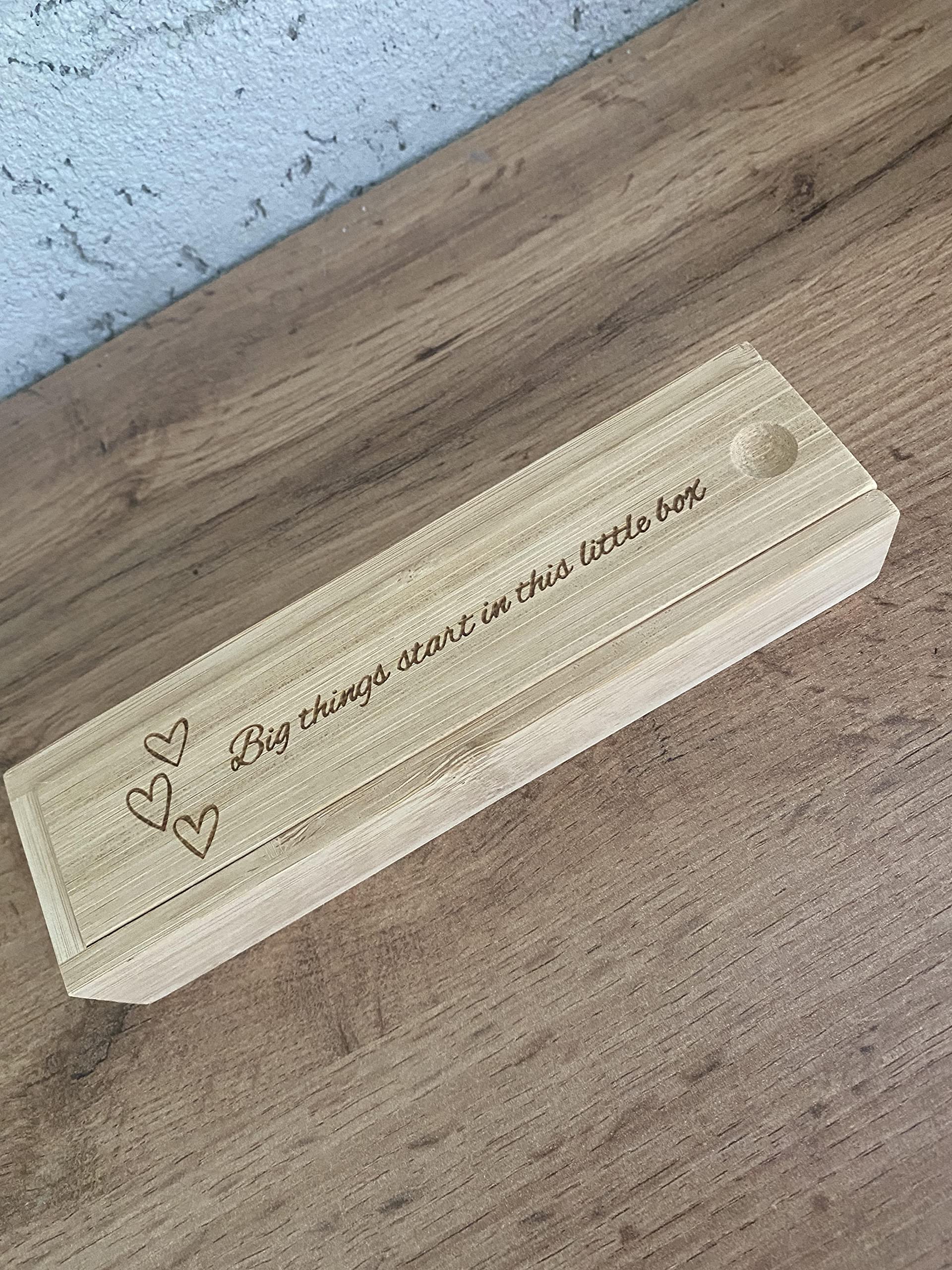 Pregnancy Test Keepsake Box for Baby Announcement to Partner Wooden Baby Keepsake Box