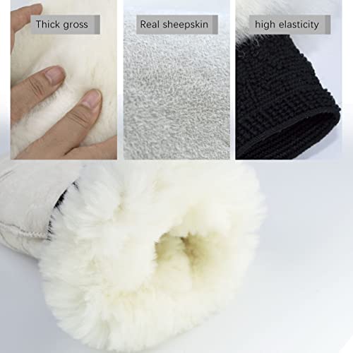 Gracefur Car Wash Mitt Real Sheepskin Wash Mitt Ultra-Soft Extra Large Size Scratch-Free Wash Mitt (Fingers, White)