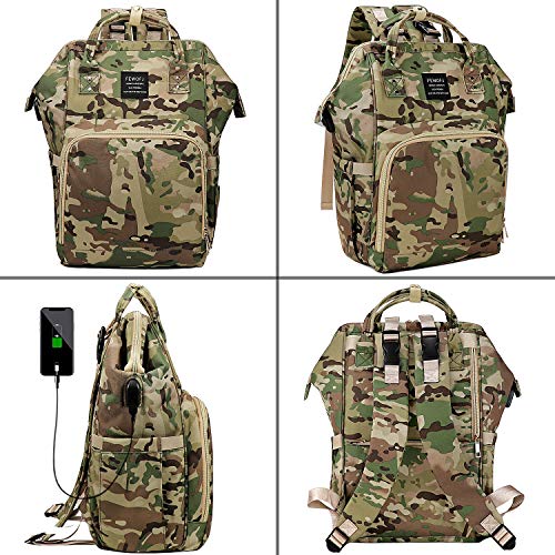 FEWOFJ Camo Baby Boy Diaper Bag Backpack for Dad, Large Tactical Nappy Bags for Mens Travel