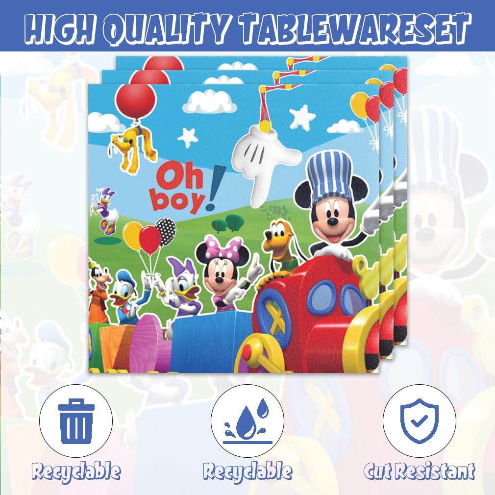 40Pack Mickey birthday Party Supplies include 20 plates, 20 napkins for the Mickey party decoration