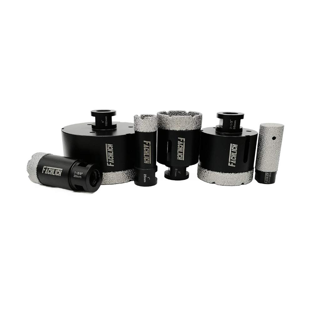 FACHLICH Diamond Hole Saw Kit Tile Hole Saw Kit 25/35/51/65/102mm/25F Diamond Core Drill Bits Set for Porcelain Tile Granite Marble Masonry Brick