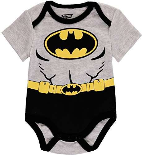 DC Comics Baby Boys Newborn 5 Infant Pack Short Sleeve Bodysuit Flash Superman Batman Aquaman Green Lantern Baby 0-3 months