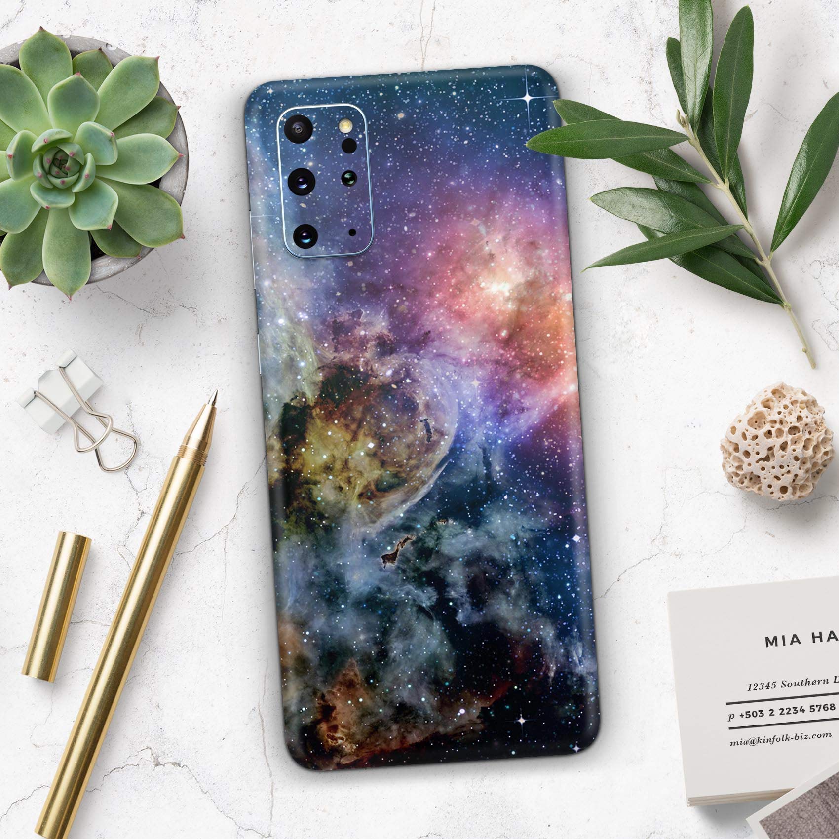 DesignSkinz Rust and Bright Neon Colored Stary Sky Protective Vinyl Decal Wrap Skin Cover Compatible with The Samsung Galaxy S20 (Screen Trim & Back Glass Skin)