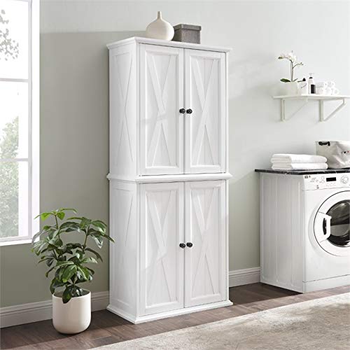 Crosley Furniture Clifton Tall Pantry, 2 Stackable Pantries, Distressed White