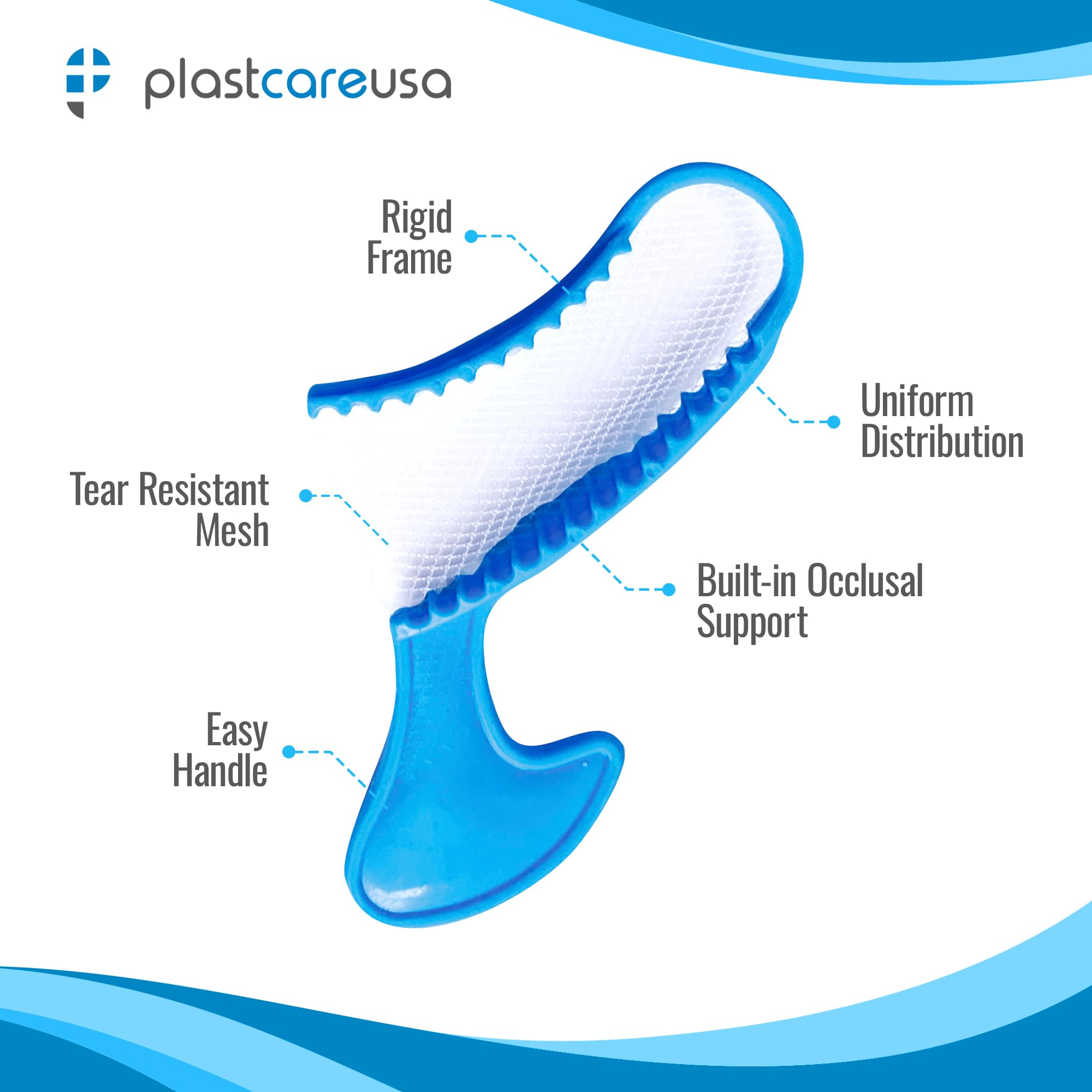 50 Posterior Blue Disposable Dental Bite Registration Trays, Impression Trays for Teeth Molds, 1 Box of 50 Bite Trays