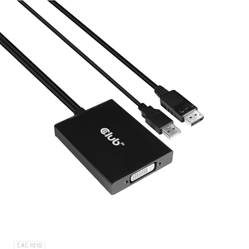Club 3D CAC-1010 DisplayPort to DVI Dual-Link DVI-D Active Adapter for Your Monitor/Display - USB A Powered â 2560x1600 Resolution HDCP Supported NOT for Apple Cinema Monitors, Black