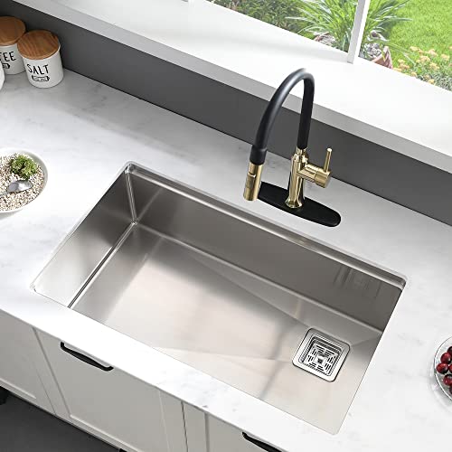 28 Inch Undermoutn Kitchen Sink Stainless Steel- Abironl 28"x18" Under Mount Kitchen Sink Workstation Ledge 16 Gauge Stainless Steel Kitchen Sink Single Bowl Kitchen Sink with Accessories