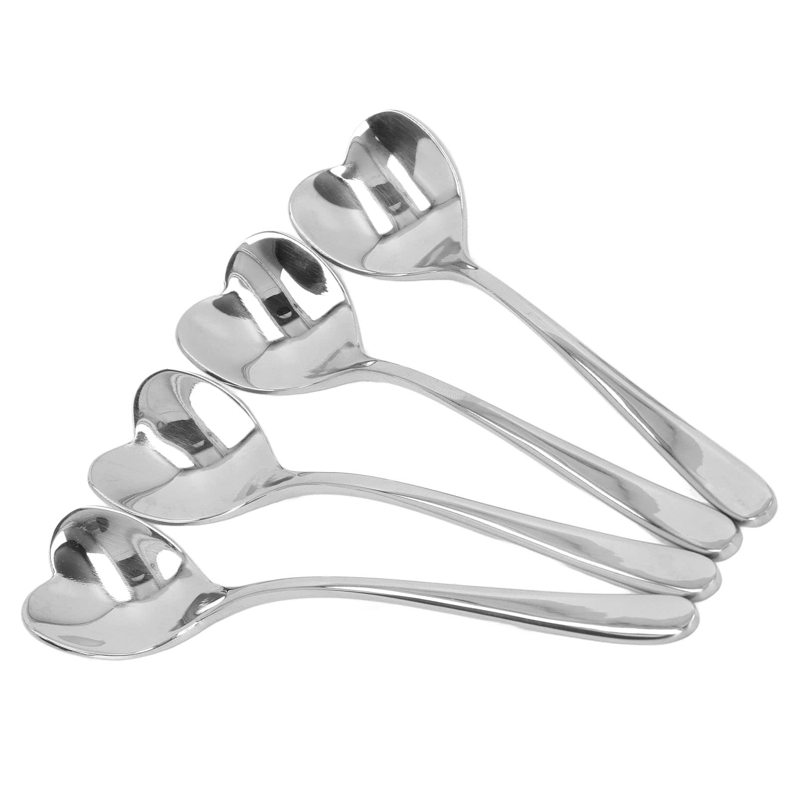 4Pcs Coffee Spoon, 4 Inch Heart Shaped Stainless Steel Teaspoons, Lovely Ergonomic Metal Stirring Spoon for Dessert, Ice Cream, Coffee, Iced Tea, Appetizer, Cake, Sugar