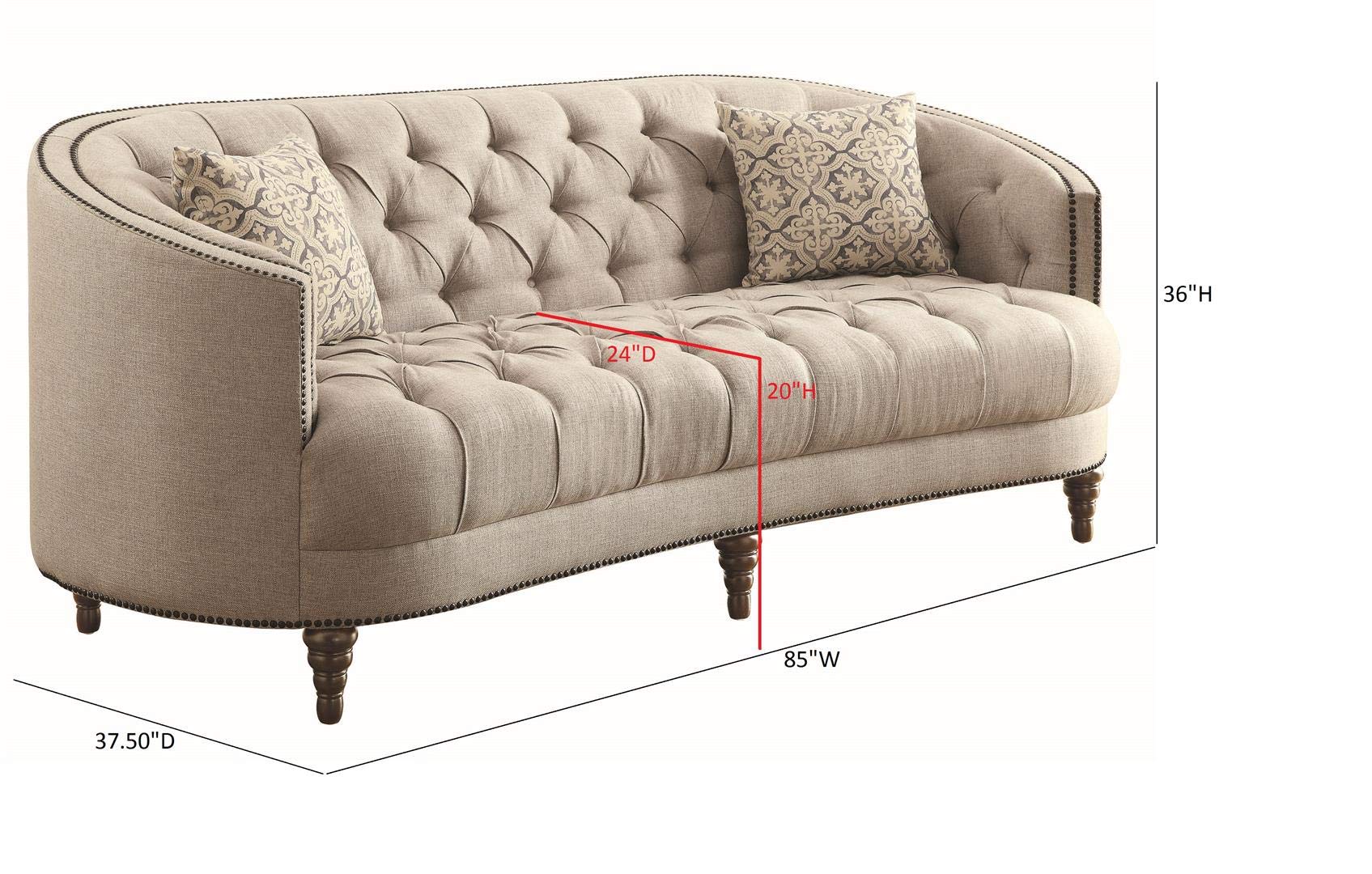 Avonlea Sofa with Button Tufting and Nailhead Trim Beige 505641