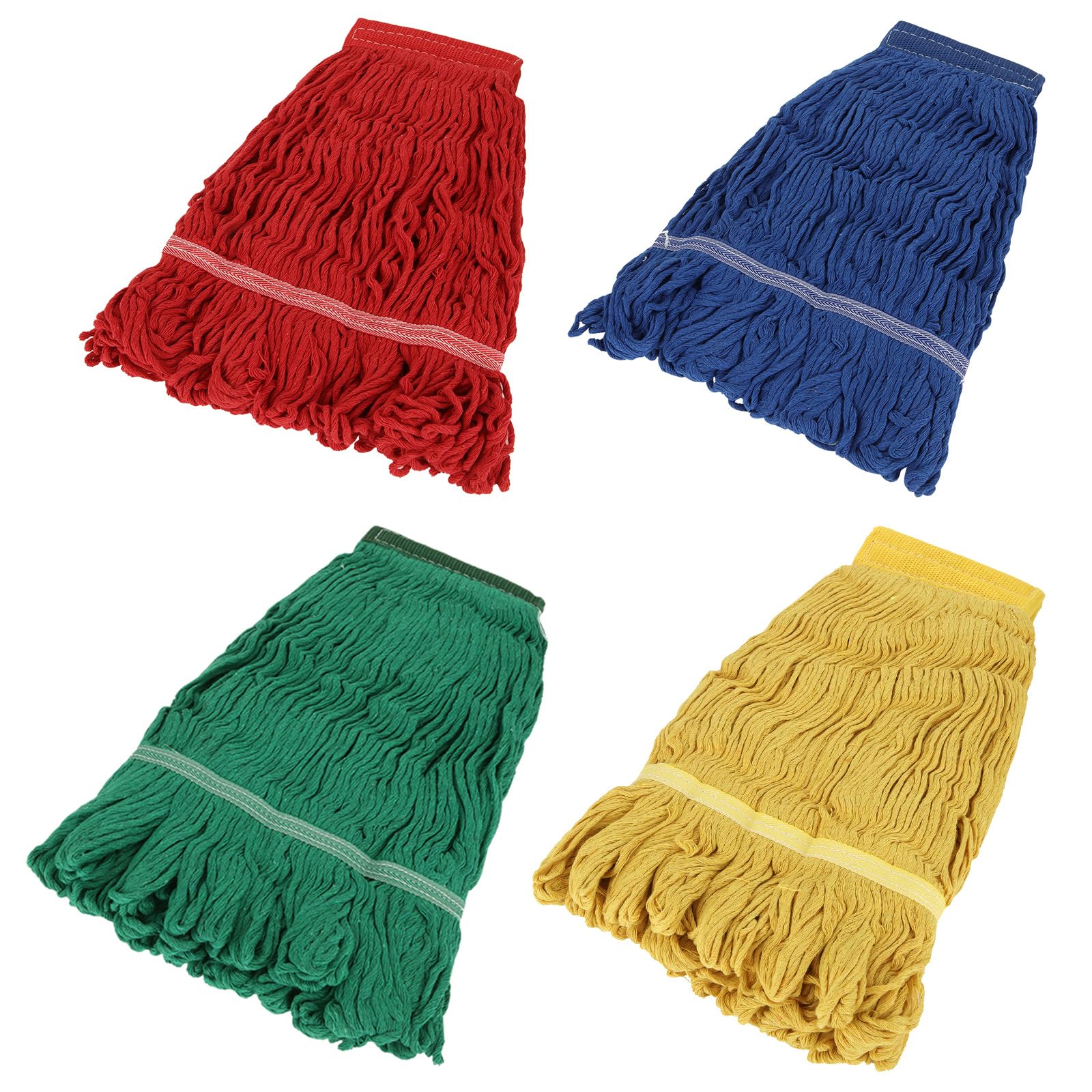 4Pcs Commercial String Mop Head, Loop-End Mop Head Replacement, Heavy Duty Mop Head Refills, Cotton Looped End Wet Cleaning Mop Refill for Home, Industrial and Commercial Use