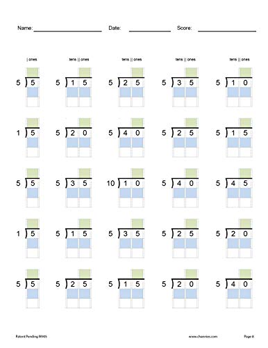 Channie’s One Page A Day Single Digit Level 1 Beginner Visual Division Workbooks for Easy Teaching & Learning Grade 3-5 Size 8.5” x 11” Summer School, Summer Bridge