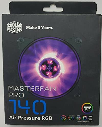 Cooler Master MasterFan Pro 140 Air Pressure RGB- 140mm Static Pressure RGB Case Fan for 4-Pin 12V, Computer Cases CPU Coolers and Radiators