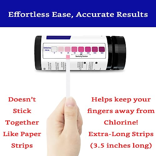 200 Strips - Chlorine Sanitizer Test Strips Food Service 0-500 ppm (Value Pack) - Bleach Test Strips - Chlorine Test Strips for Food Service - Restaurant Supplies - Chlorine Tester