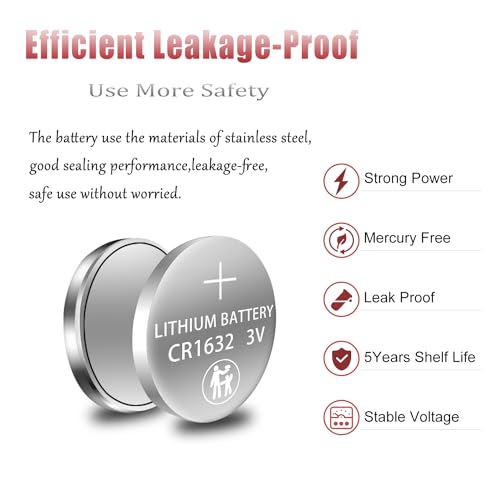 Beidongli CR1632 3 Volt Lithium Coin Cell Battery (10 Batteries)【5-Years Warranty】