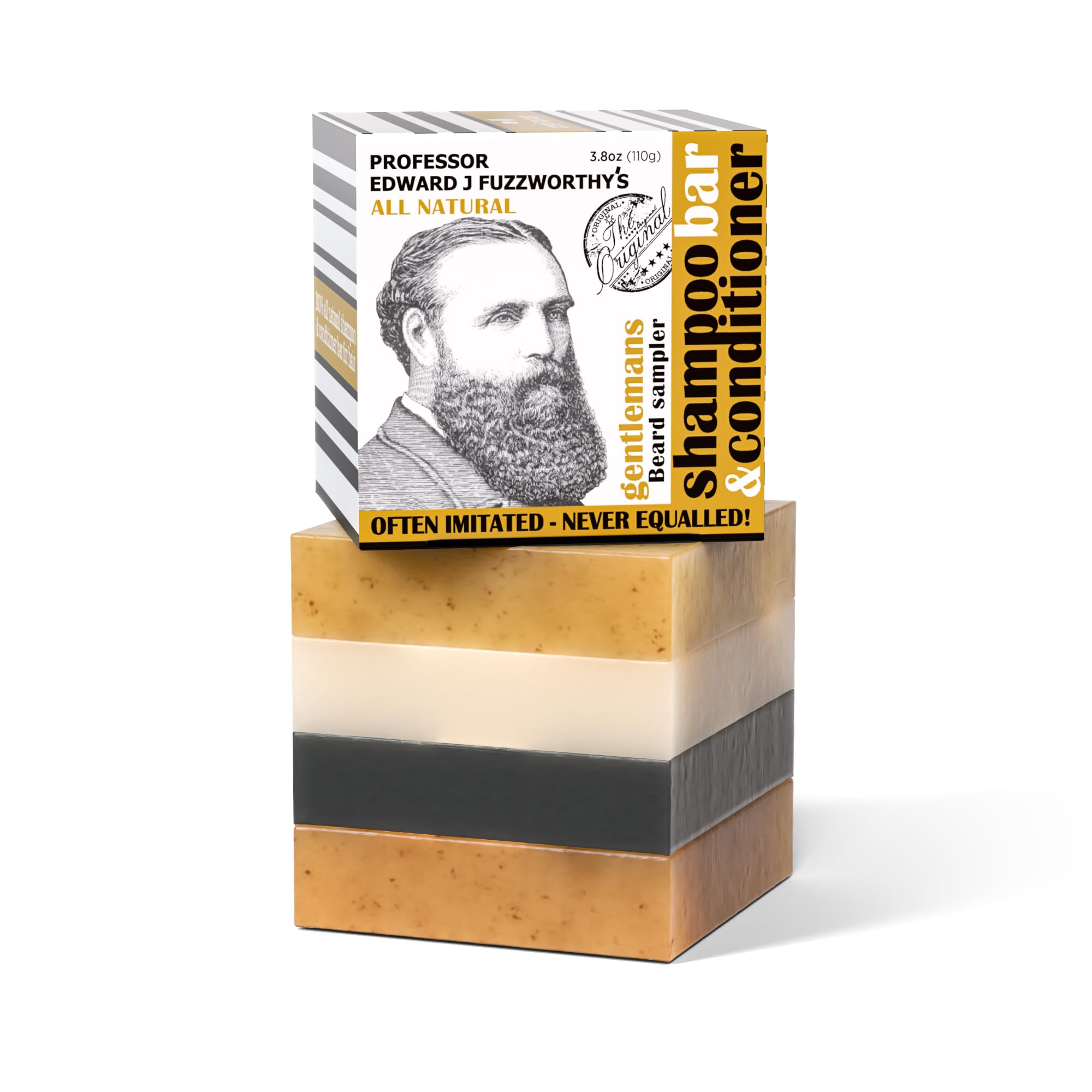 Professor Fuzzworthy's Beard & Hair Shampoo & Conditioner Bar Sampler Kit with All Natural Oils From Tasmania Australia